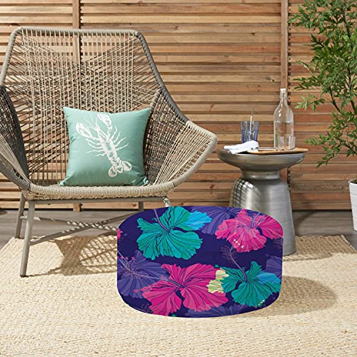 Inflatable Stool Pouf Indoor Outdoor Ottomans for Patio Trendy Hibiscus Seamless Pattern Stock Illustration Foot Rest for Adults Portable Bean Bag Floor Foot Stool Garden Yard