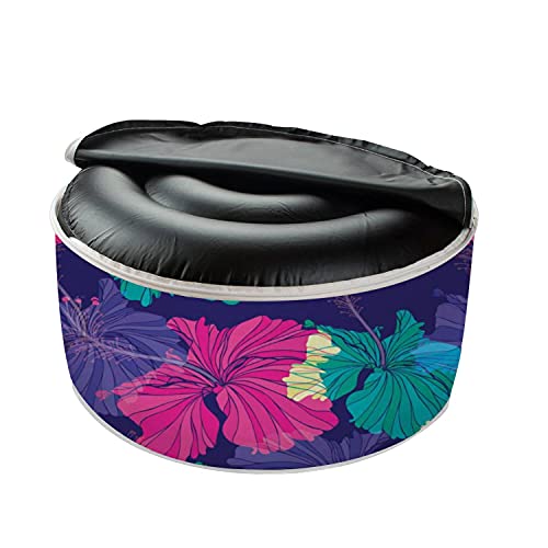 Inflatable Stool Pouf Indoor Outdoor Ottomans for Patio Trendy Hibiscus Seamless Pattern Stock Illustration Foot Rest for Adults Portable Bean Bag Floor Foot Stool Garden Yard