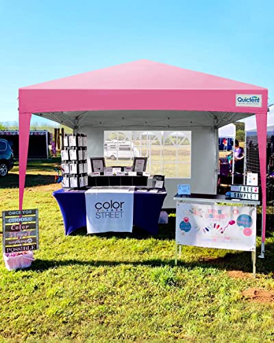 Quictent Upgraded 10'x10' Pop up Canopy Tent with Detachable & Interchangeable Sidewalls Instant Outdoor Gazebo Ez Party Tent Enclosed Waterproof (Pink)