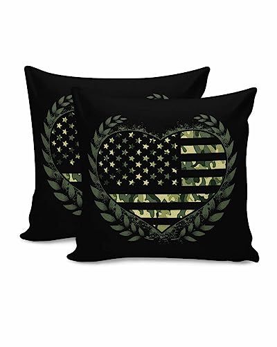 applebless Set of 2 Throw Pillow Covers Square for Home Decor, Camo 18x18 Inch Cotton Reversible Pillow Case Sofa Soft Cushion Cases for Bedroom Couch Bed Car Chair