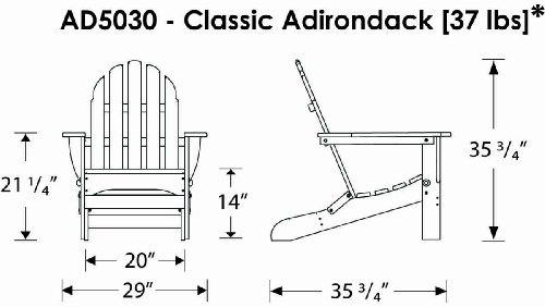 POLYWOOD AD5030BL Classic Folding Adirondack, Black