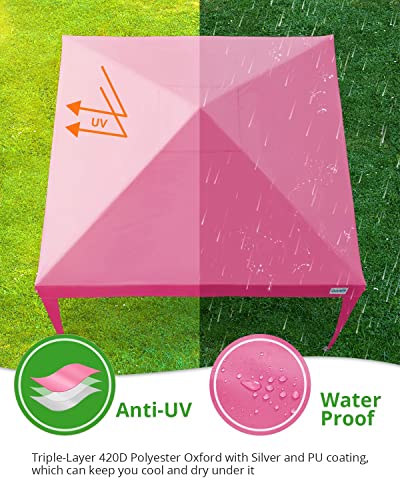 Quictent Upgraded 10'x10' Pop up Canopy Tent with Detachable & Interchangeable Sidewalls Instant Outdoor Gazebo Ez Party Tent Enclosed Waterproof (Pink)