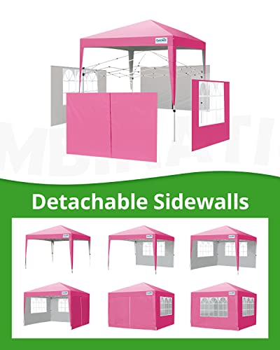 Quictent Upgraded 10'x10' Pop up Canopy Tent with Detachable & Interchangeable Sidewalls Instant Outdoor Gazebo Ez Party Tent Enclosed Waterproof (Pink)