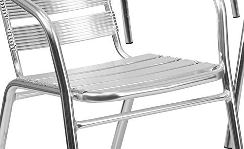 Flash Furniture 4 Pack Heavy Duty Commercial Aluminum Indoor-Outdoor Restaurant Stack Chair with Triple Slat Back