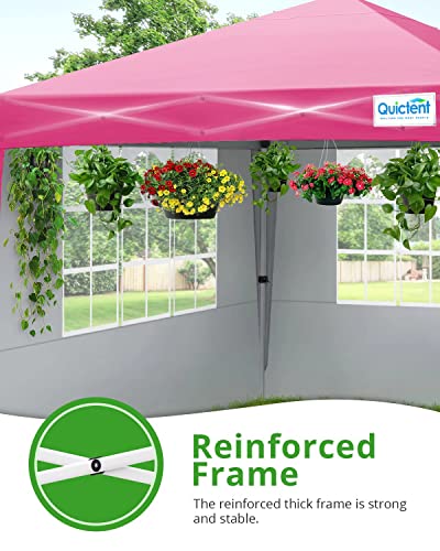 Quictent Upgraded 10'x10' Pop up Canopy Tent with Detachable & Interchangeable Sidewalls Instant Outdoor Gazebo Ez Party Tent Enclosed Waterproof (Pink)