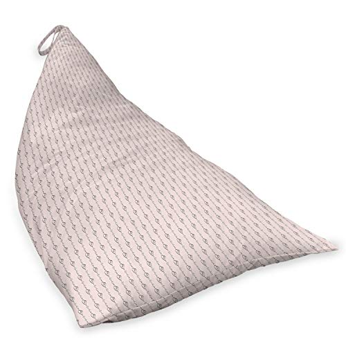 Ambesonne Valentine's Day Lounger Chair Bag, Endless Eternal Love Hand Drawn Hearts in Stripe Row Image, High Capacity Storage with Handle Container, Lounger Size, Pale Pink and Black