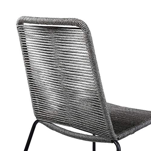 ARMEN LIVING LCSHSICH Shasta Outdoor Metal and Rope Stackable Dining Chair-Set of 2, Gray