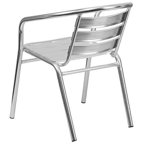 Flash Furniture 4 Pack Heavy Duty Commercial Aluminum Indoor-Outdoor Restaurant Stack Chair with Triple Slat Back
