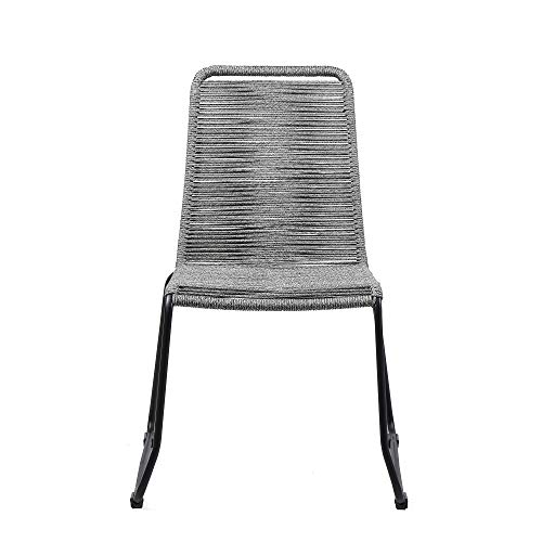 ARMEN LIVING LCSHSICH Shasta Outdoor Metal and Rope Stackable Dining Chair-Set of 2, Gray