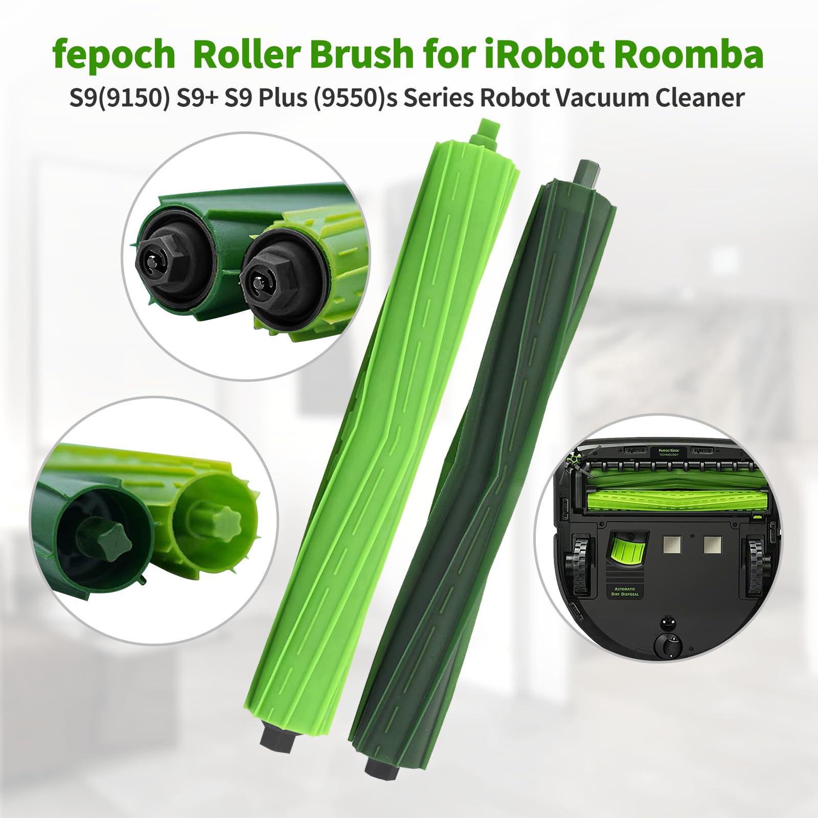 Replacement Parts Brushes Set for iRobot Roomba s9 (9150) s9+ s9 Plus (9550) s Series AI Robot Vacuum Kits (3 Set Rubber Brushes, 8 Side Brushes)
