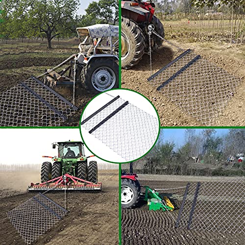 Kareturn Drag Harrow 4' x 5' ATV Yard Chain Harrow UTV Drag Grader Tractor Attachments Field Drag Mat Tractor Rake for Gravel Driveway, Farm, Garden, Field