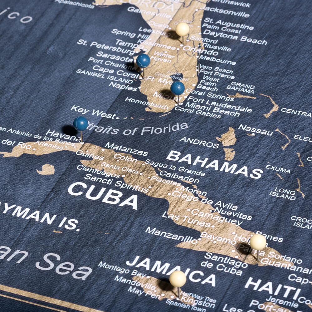 Conquest Maps Push Pin USA Map Board - with Push Pins to Mark USA Travel - Handmade in Ohio, USA - Design: Deep-Sea Drift (48" x 32")