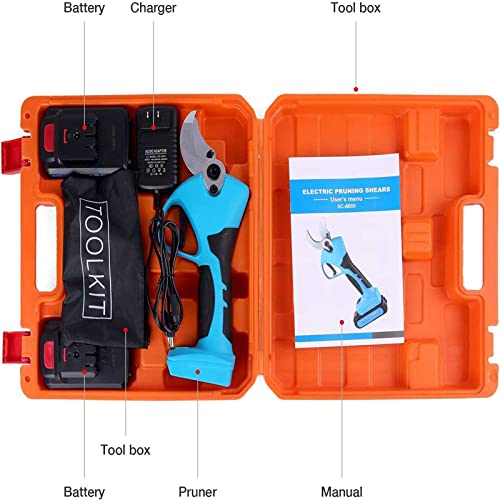 Mayeec 30mm Electric Pruners, Cordless Tree Trimmer Heavy Duty with 2X 2.0Ah Rechargeable Batteries, Power Display, 6-8 Working Hours, Power Trimmer for Branch Flowering Brush