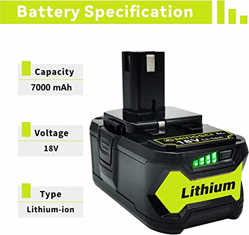FERRYBOAT 2Pack P108 7.0Ah Replacement for Ryobi 18v Battery Compatible with Ryobi 18Volt Lithium-ion Plus P102 P103 P104 P105 P107 P109 P190 P191 P122 Batteries