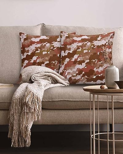 applebless Set of 2 Throw Pillow Covers Square for Home Decor, Camouflage Netting Camo 18x18 Inch Cotton Reversible Pillow Case Sofa Soft Cushion Cases for Bedroom Couch Bed Car Chair