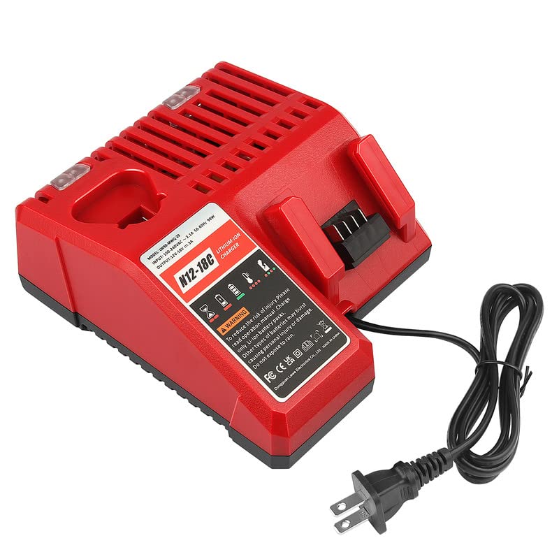 M18 & M12 Rapid Charger Replacement for Milwaukee 48-59-1812 M12 or M18 M14 XC Lithium Ion Battery 48-11-2420 48-11-2440 48-11-1815 48-11-1820 48-11-1840 48-11-1850 48-11-2401 48-11-1890