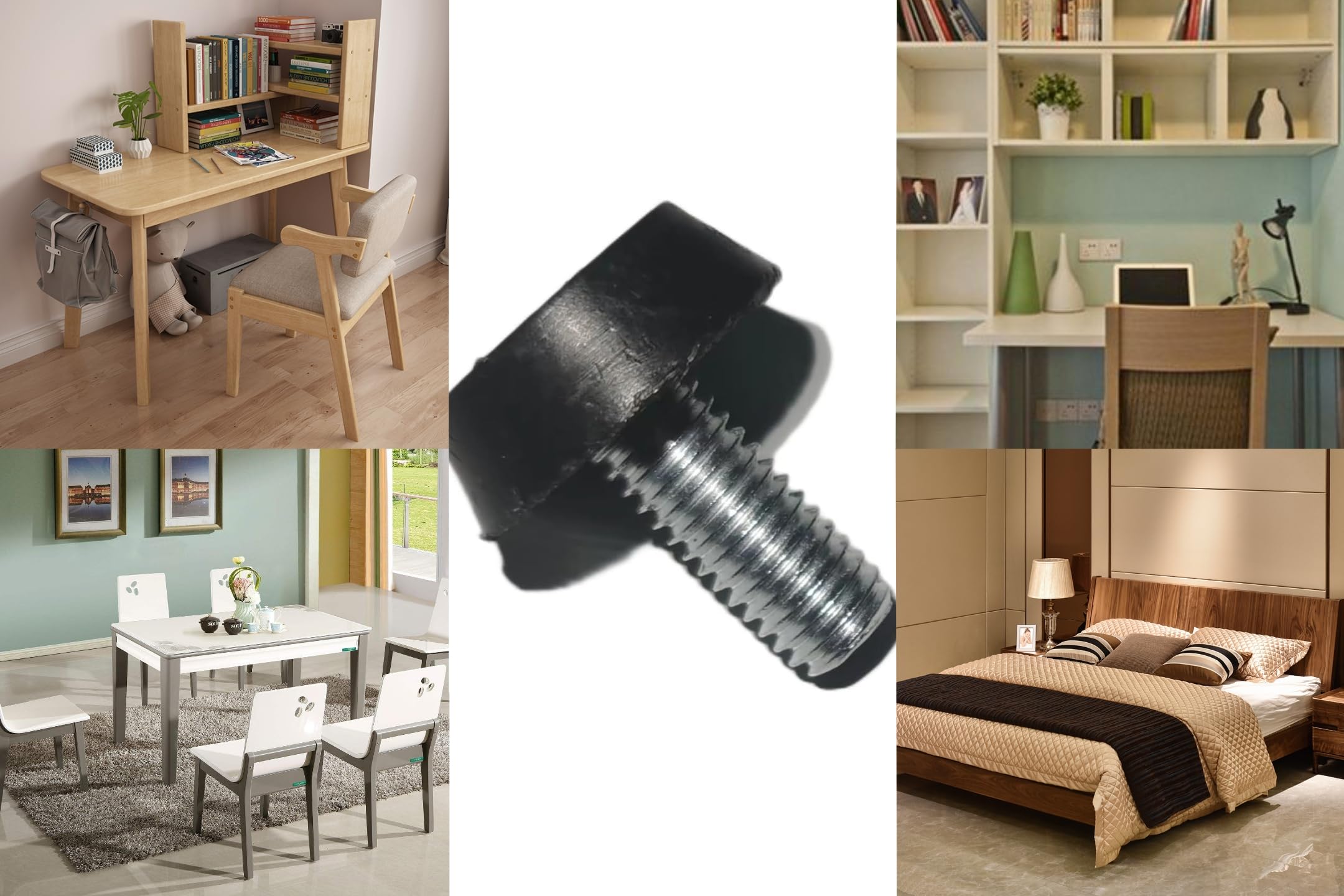 Holmgillick 20pcs M8 Thread Adjustable Furniture Levelers, Galvanized Steel with Black PP Non-Skid Base, Suitable for Tables, Chairs, Cabinets