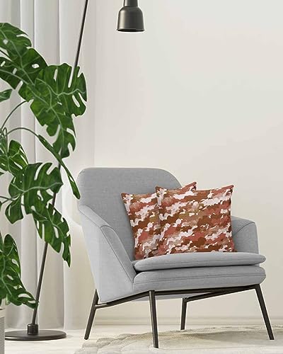 applebless Set of 2 Throw Pillow Covers Square for Home Decor, Camouflage Netting Camo 18x18 Inch Cotton Reversible Pillow Case Sofa Soft Cushion Cases for Bedroom Couch Bed Car Chair