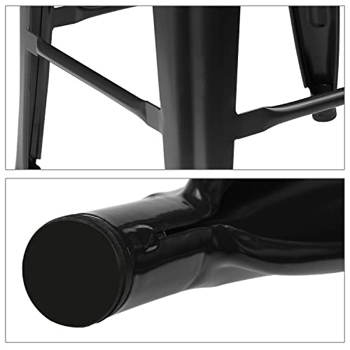 24 Inch Metal Bar Stools Set of 4, MoNiBloom Backless Counter Height Black Stackable Barstools with Square Seat for Indoor Outdoor