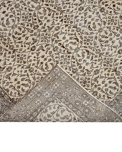 BESPOKY 5'2" x 8' 10" (158 x 270 Cm) Vintage Gray Frame Wool and Cotton Handmade Area Rug