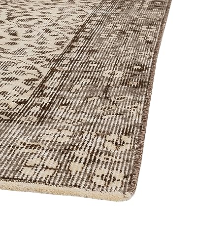 BESPOKY 5'2" x 8' 10" (158 x 270 Cm) Vintage Gray Frame Wool and Cotton Handmade Area Rug