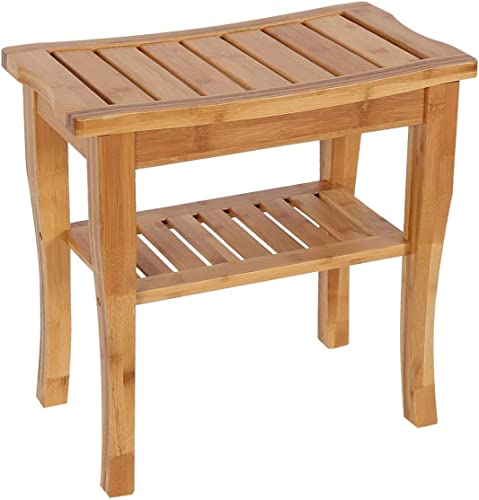 Kinsunny Outdoor Patio Garden Bench Bamboo - Spa Sauna Shower Storage Shelves Stand Organizer Wood Benches, Natural