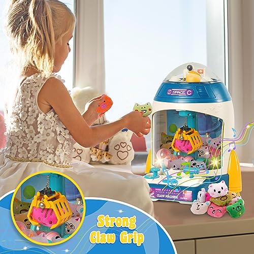Bambibo Mini Claw Machine for Kids - Pre Assembled Blue Rocket Shaped, Vending | Indoor Toys Arcade Machines Home Game with Music Age 3-8, Pink