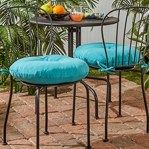 Greendale Home Fashions Outdoor 18-inch Round Bistro Seat Cushion, 2 Count (Pack of 1), Arctic