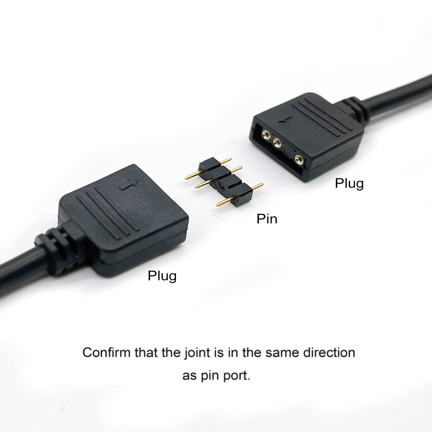Jstincal (3-Pack) ARGB Extension Cable, 5V 3-Pin Addressable RGB Extension Cable, 1-to-1 Female to Female ARGB Cable for Extend Computer PC ARGB Fans/ARGB LED Lights, 30cm / 11.8in