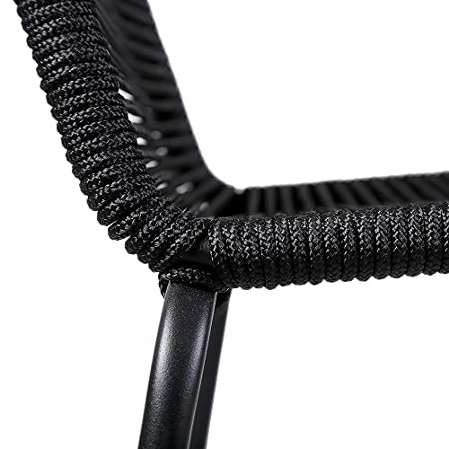 Armen Living Shasta 26" Outdoor Metal and Black Rope Stackable Counter Stool - Set of 2
