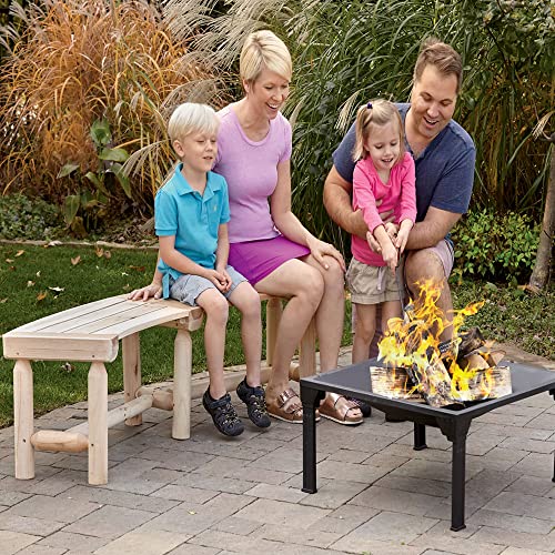CASTLECREEK Curved Fire Pit Bench, Wood Log Bench Seat, Outdoor, Backyard, Rustic