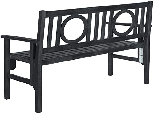Safavieh PAT6714K Outdoor Collection Piedmont Grey Folding Bench, Dark Slate Gray
