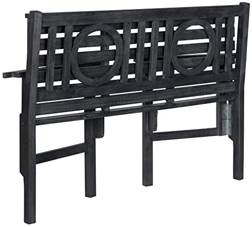 Safavieh PAT6714K Outdoor Collection Piedmont Grey Folding Bench, Dark Slate Gray
