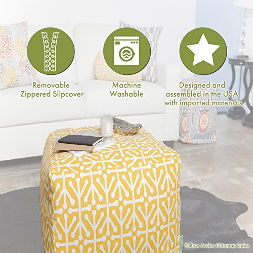 Majestic Home Goods Navy Blue Vertical Stripe Indoor / Outdoor Bean Bag Ottoman Pouf Cube 17" L x 17" W x 17" H