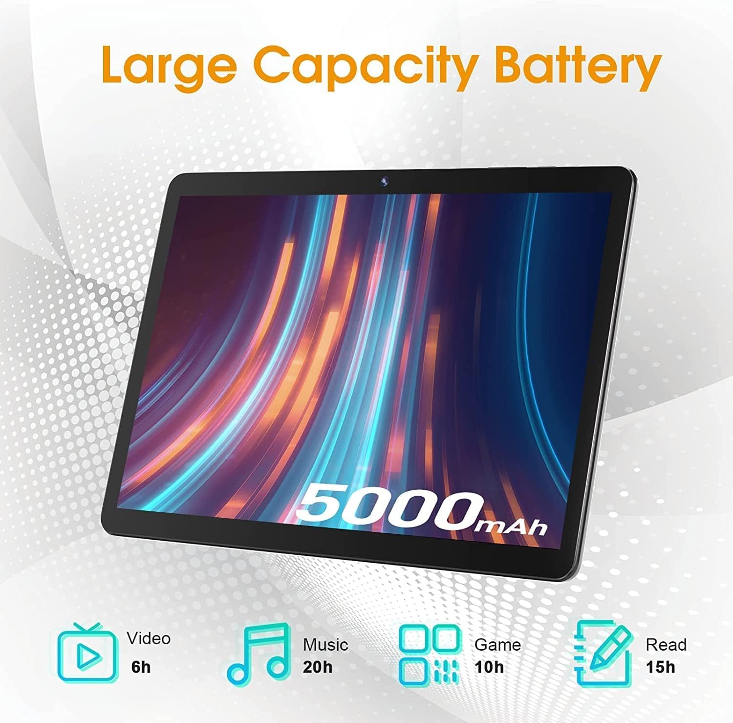 SGIN 10.1 Inches Tablet, Android 12 A133 Quad-Core Processor 1.6GHz, 2GB RAM 64GB ROM, IPS Touch Screen HD 2+5MP Dual Camera, Large Capacity Battery, WiFi, Bluetooth, TF Card 32GB Expansion, Black