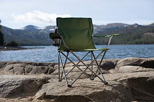 PTZ Camp Chair - Picnic Chair - Beach Chair with Carrying Bag, (Khaki Green)
