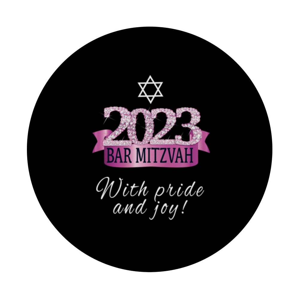 Bar Mitzvah 2023 I With Pride & Joy I Pink Banner Decor PopSockets Standard PopGrip