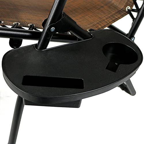 Sunnydaze Outdoor XL Zero Gravity Chair 2 Pack with Pillow and Cup Holder Folding Patio Lawn Recliner Dark Brown Set of 2