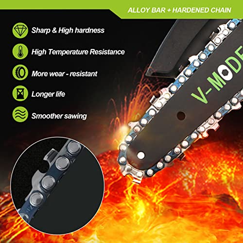 6 inch Mini Chainsaw Cordless, V-MODEST Upgraded Portable Handheld Electric Chain Saw Powered by 2 * 24V Rechargeable Battery, Small Chainsaw with Security Lock for Tree Branches Wood Cutting