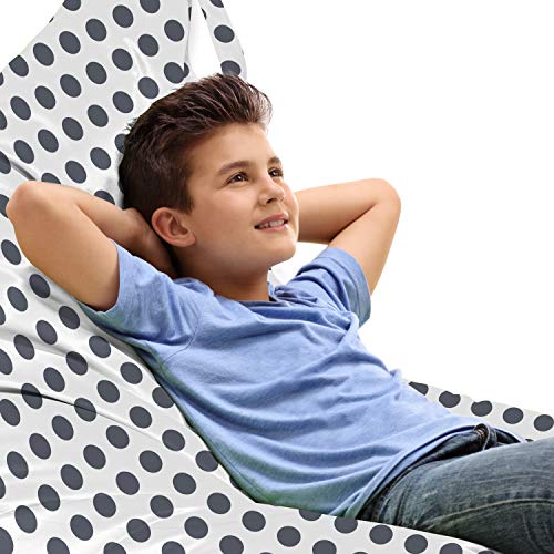 Ambesonne Retro Lounger Chair Bag, Sketchy Hand Drawn Vintage 50s 60s Points Polka Dots Zigzags, High Capacity Storage with Handle Container, Lounger Size, Charcoal Grey White