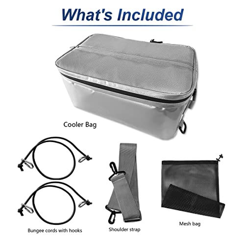 Wandooer Waterproof Sup Cooler Bag for Paddle Board, 15 Can Large Capacity Cooler for Kayak Surf Paddleboard, Leakproof Insulated Cooler Deck Bag-Gray