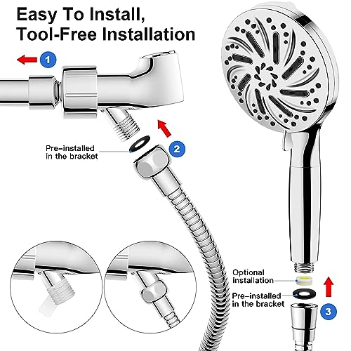 High Pressure Shower Head with Handheld - Filtered Shower Head with Pause and Jet ๐๐ Modes, Removable Powerful Pressure Hand Held Showerhead with Extra Long Hose and Detachable Filter