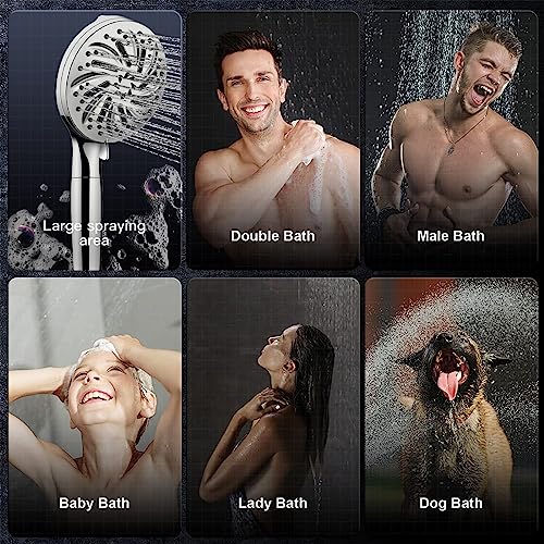 High Pressure Shower Head with Handheld - Filtered Shower Head with Pause and Jet ๐๐ Modes, Removable Powerful Pressure Hand Held Showerhead with Extra Long Hose and Detachable Filter
