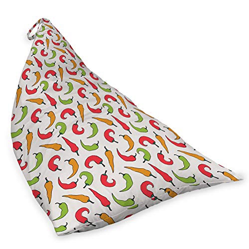 Ambesonne Peppers Lounger Chair Bag, Cartoon Style Vegetable Design Fresh Peppers Pattern Fresh Farmland Harvest Theme, High Capacity Storage with Handle Container, Lounger Size, Multicolor