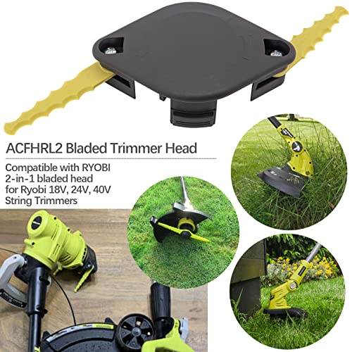 BOOTOP PIN ACFHRL2 Bladed Trimmer Head with AC80RL3 Replacement Spool, AC14HCA Spool Cap Compatible with Ryobi 18V 24V 40V String Trimmer Weed Eater Parts (23 Pack)