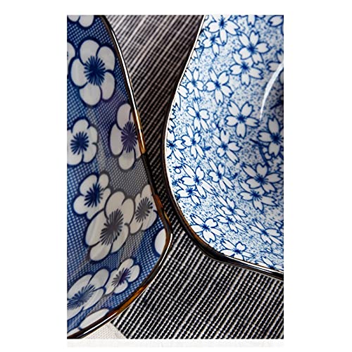 Fine Dessert Dishes Plates Porcelain Dinner Plate Floral Pattern Serving Plate Home Snack Plate Salad Bowl Suitable for Pasta Desserts and Snacks 6-inch Small Appetizer Plate 4 Pieces Dessert Plate