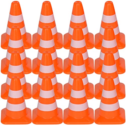 Operitacx 28pcs Miniature Traffic Cones Mini Traffic Sign Toys Construction Road Cones Road Parking Field Marker Cones Plastic Roadblock Model Toy Children Educational Learning Toy Models