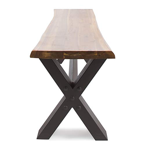 Christopher Knight Home Sanibel Outdoor Acacia Wood Dining Bench, Teak Finish / Rustic Metal
