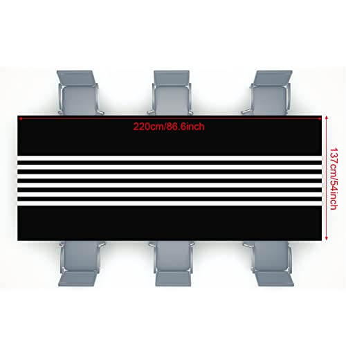 Disposable Boho Black and White Striped Tablecloth, 86 x 54 Inch Rectangle Plastic Table Cover for Birthday Party, Wedding, Reception, Bridal Showers Modern Wedding Party Decoration (3 Pieces)