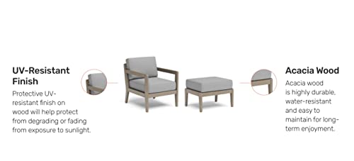 homestyles 5675-12-90 Sustain Outdoor Lounge Chair with Ottoman, Gray
